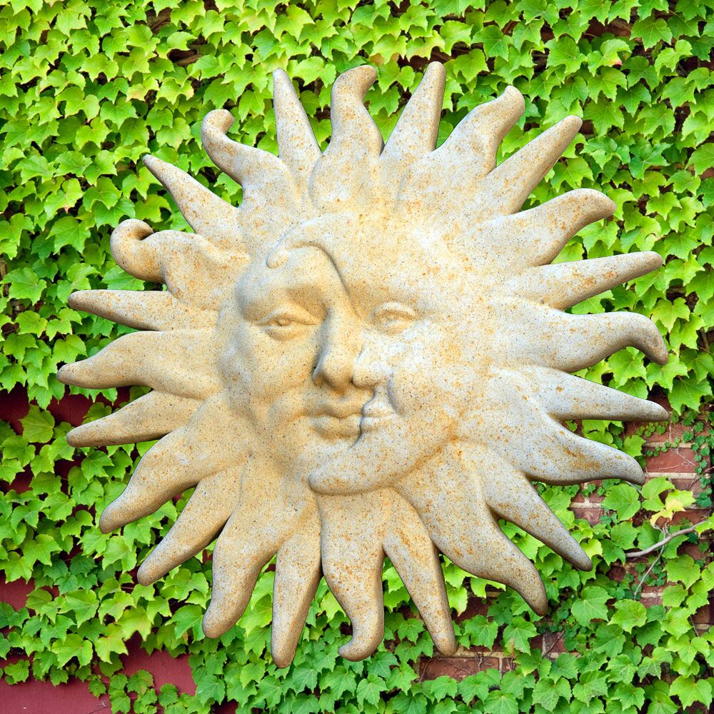 Garten Stein Relief Sonne & Mond / Portland weiß