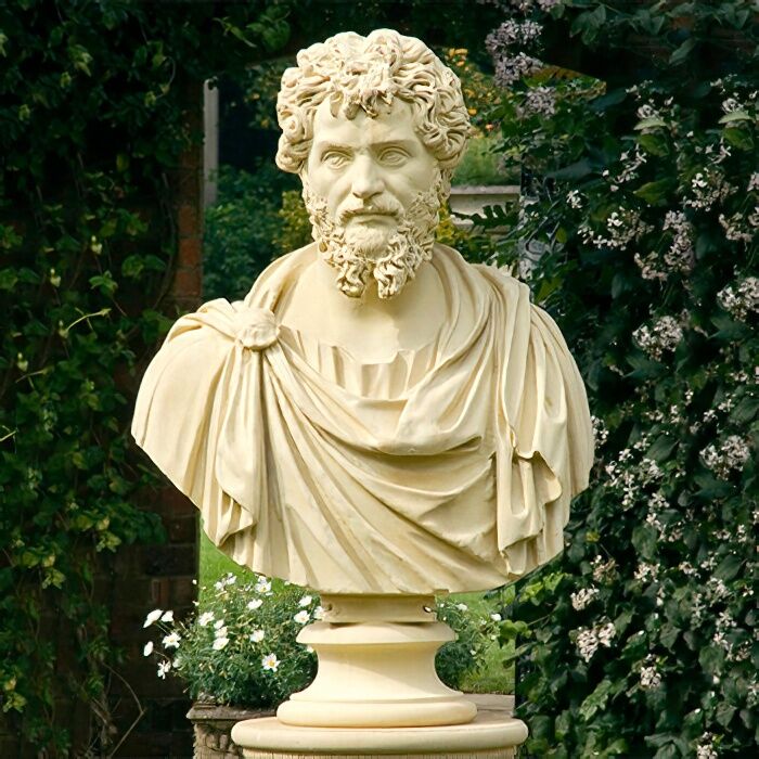 Antik Stein Büste Römisch - Septimus Severus / Steingrau