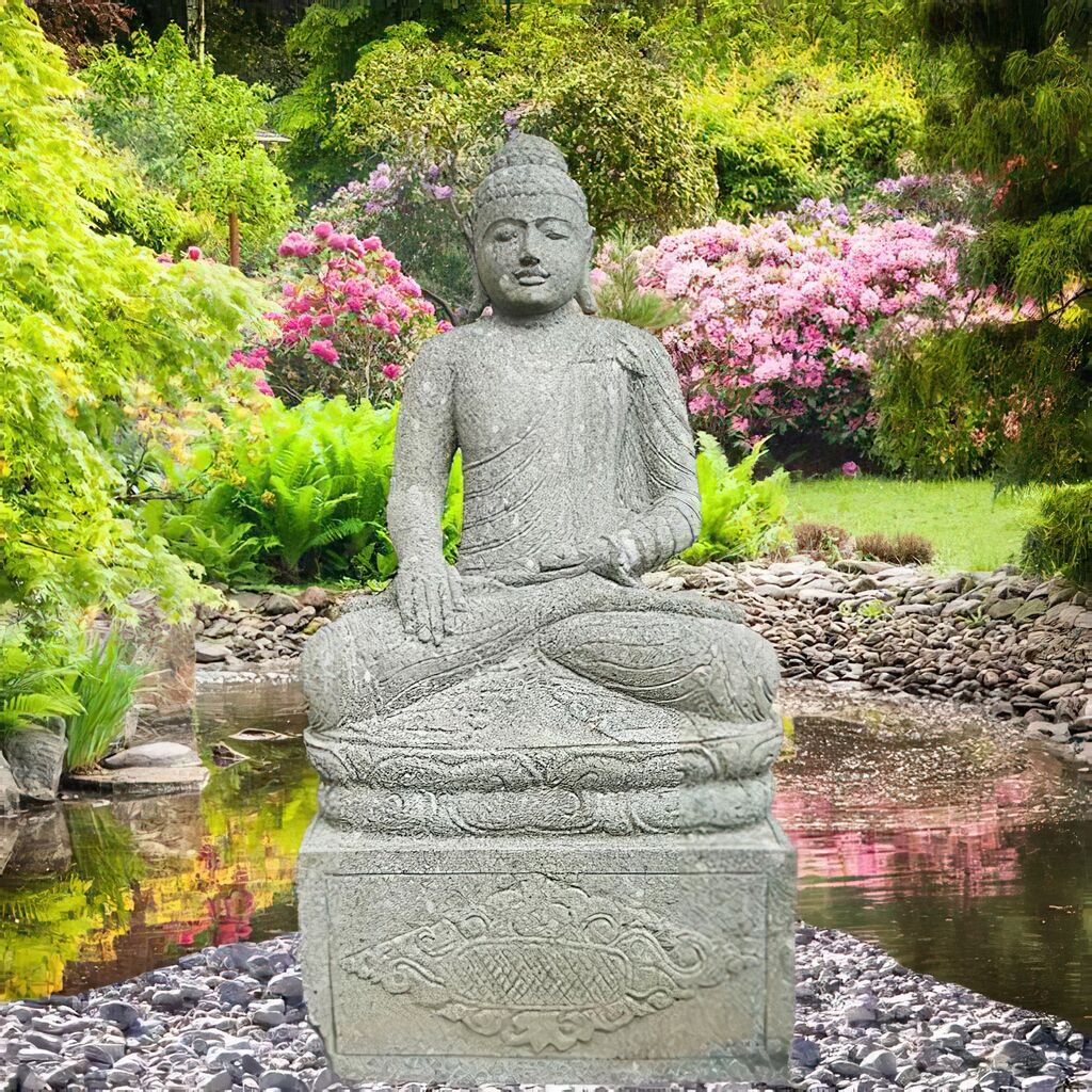 Sitzender Buddha im Lotussitz aus Naturstein handarbeit / 100 cm